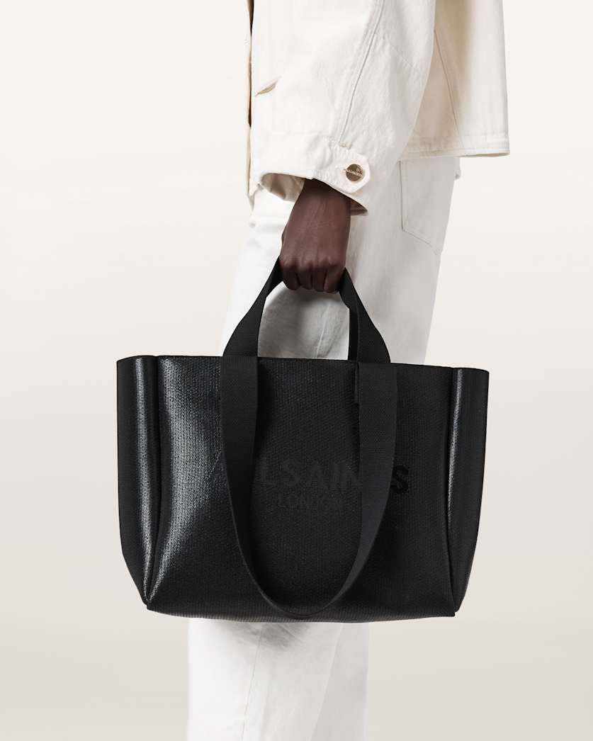 Izzy Medium Sheen Tote Bag Black | ALLSAINTS Canada